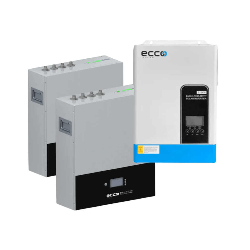 Ecco 5.5KVA / 5500W 48V MPPT 100A Hybrid Inverter (Parallel Version) + 2x 5.12kWh 51.2V 100Ah ...