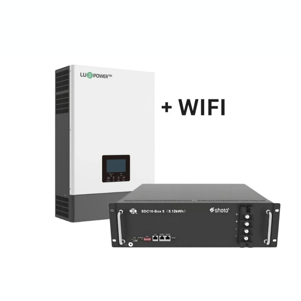 LuxPower 5KVA / 5000W Hybrid Inverter + 5.12kWh SHOTO Lithium Battery ...