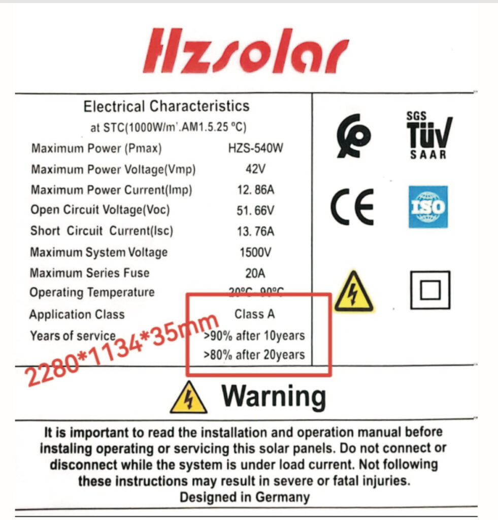 540W HZ SOLAR Mono Crystal Solar Panel - Grid Solutions
