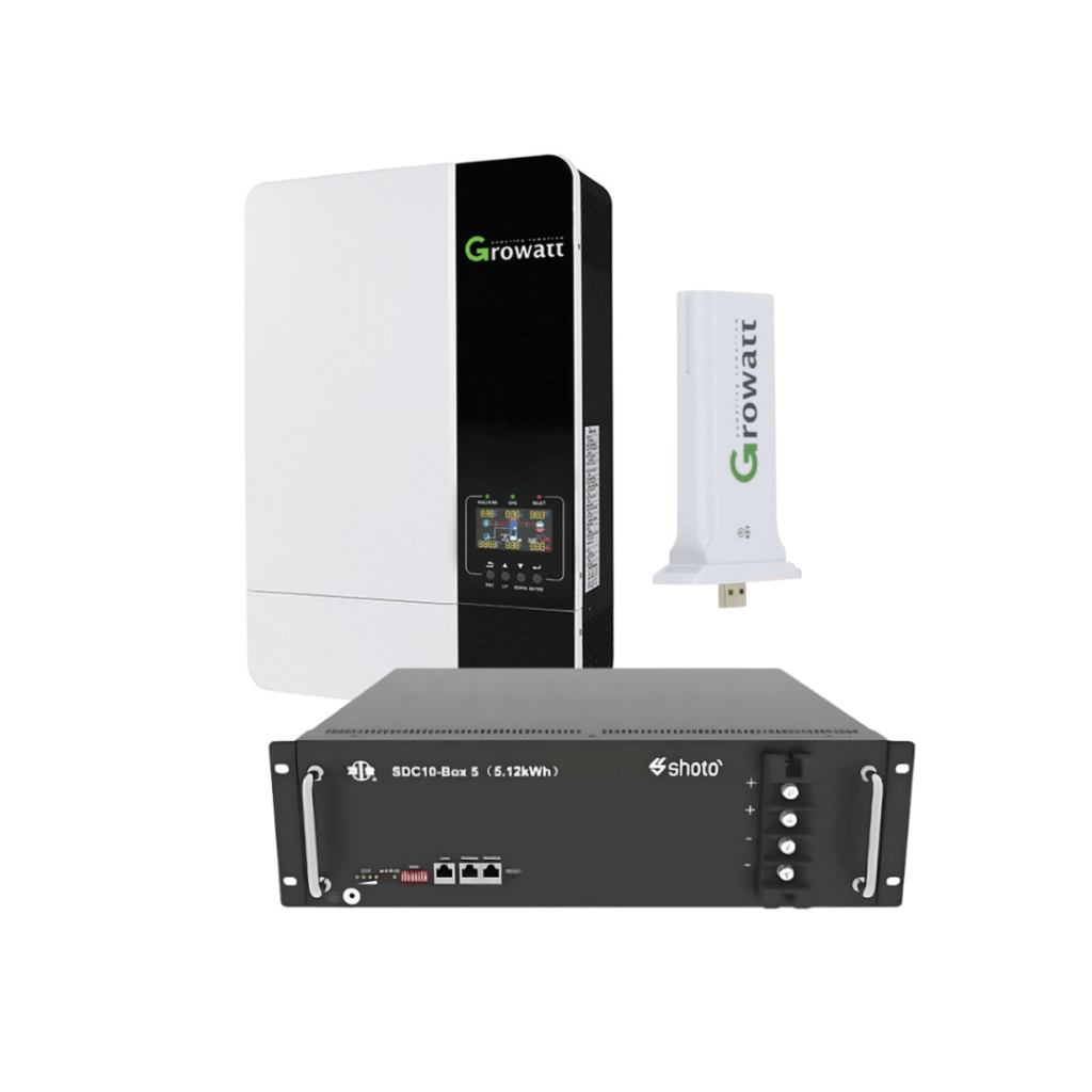 Growatt 5KVA / 5000W Hybrid Inverter + Shoto 5.12kWh Lithium Battery ...